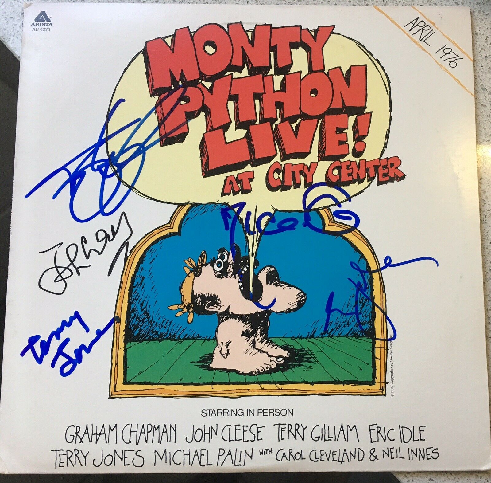 MONTY PYTHON SIGNED CAST 5 AUTOGRAPH "LIVE CITY CENTER" ALBUM VINYL ...