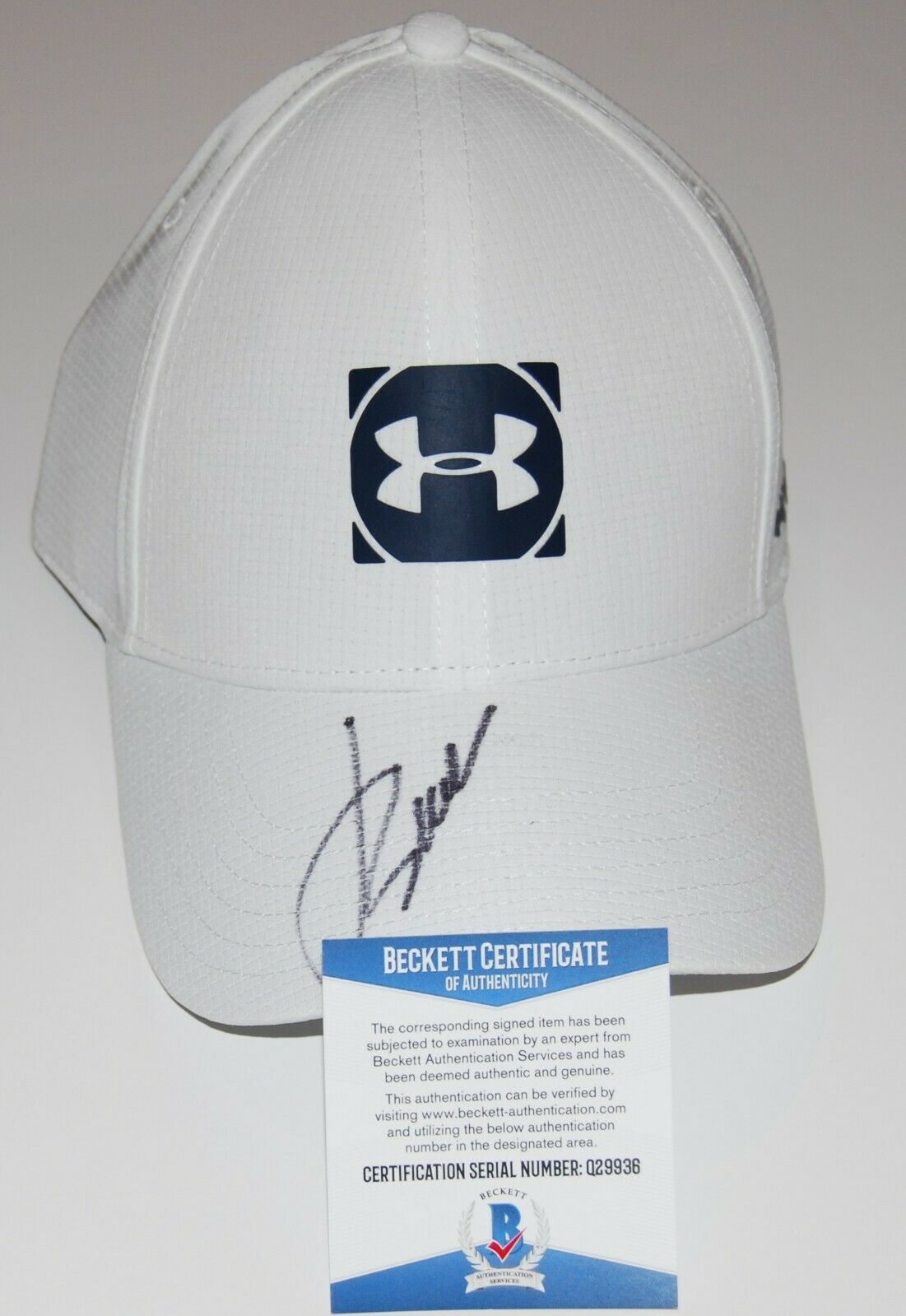 JORDAN SPIETH signed (UNDER ARMOUR) White Golf hat cap BECKETT ...