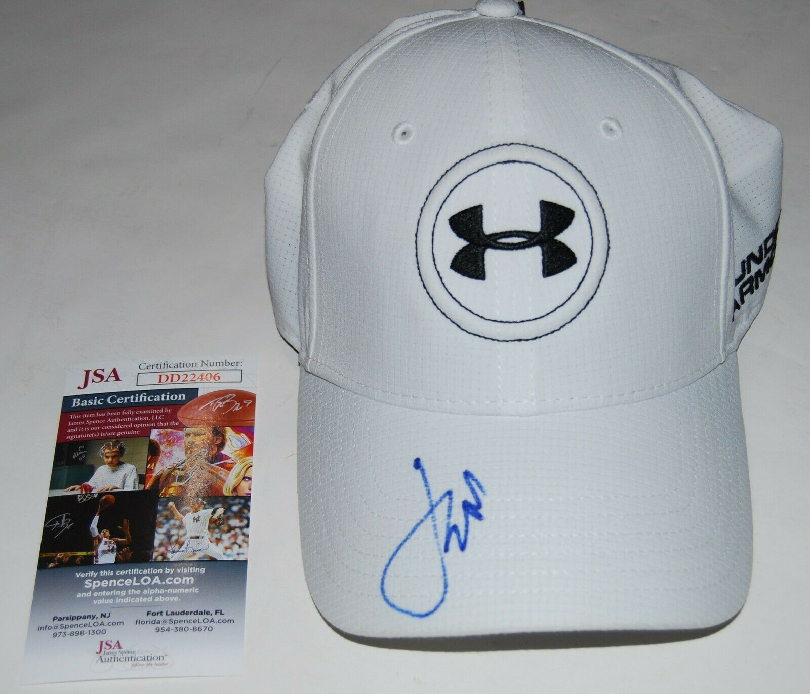 JORDAN SPIETH signed (UNDER ARMOUR) White Golf hat cap JSA ...