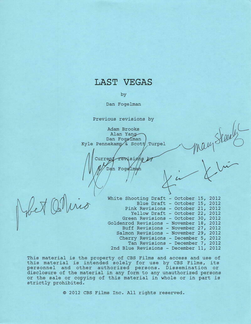 MORGAN FREEMAN, ROBERT DENIRO +2 CAST SIGNED AUTOGRAPH - LAST VEGAS ...