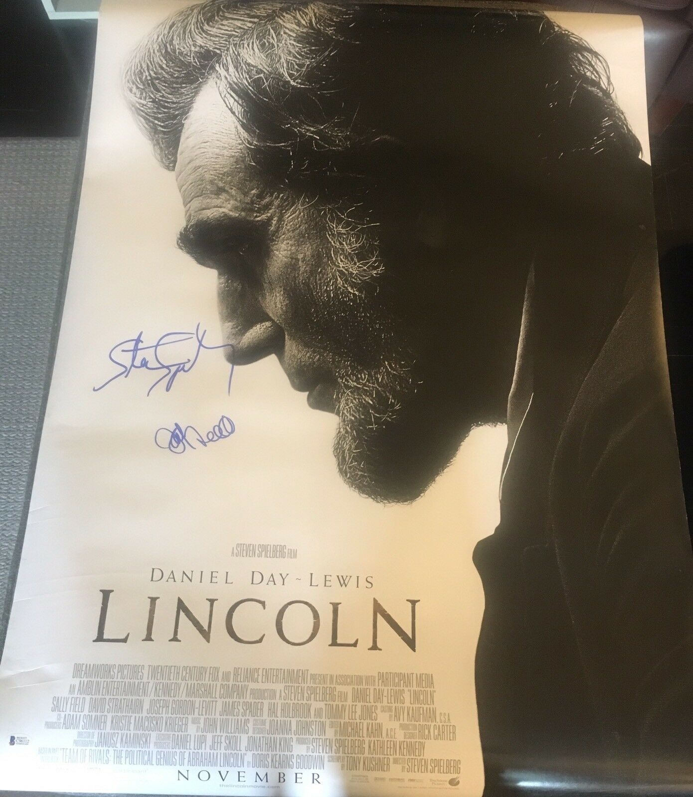 STEVEN SPIELBERG & CAST SIGNED AUTOGRAPH ORIGINAL LINCOLN 27x40 POSTER ...