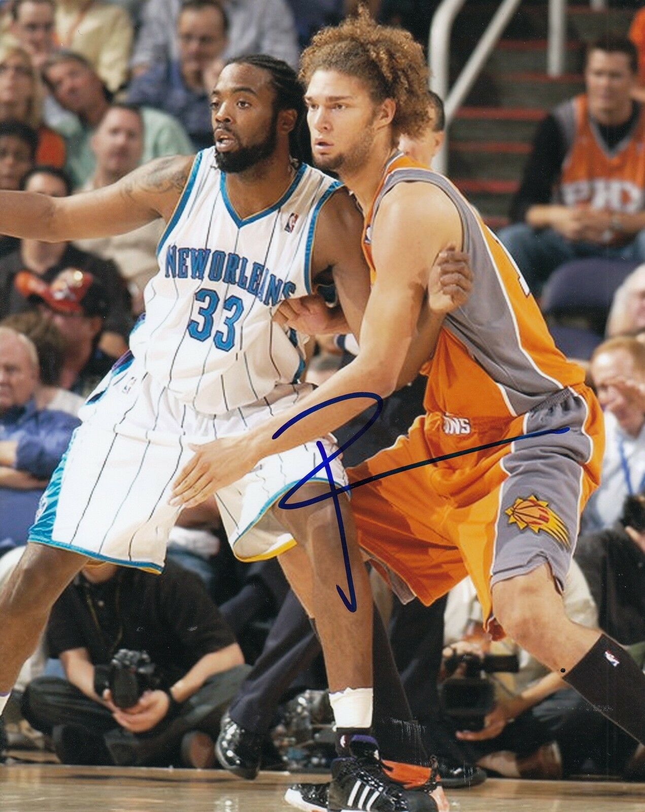 ROBIN LOPEZ signed (PHOENIX SUNS) basketball 8X10 photo *BULLS* W/COA ...