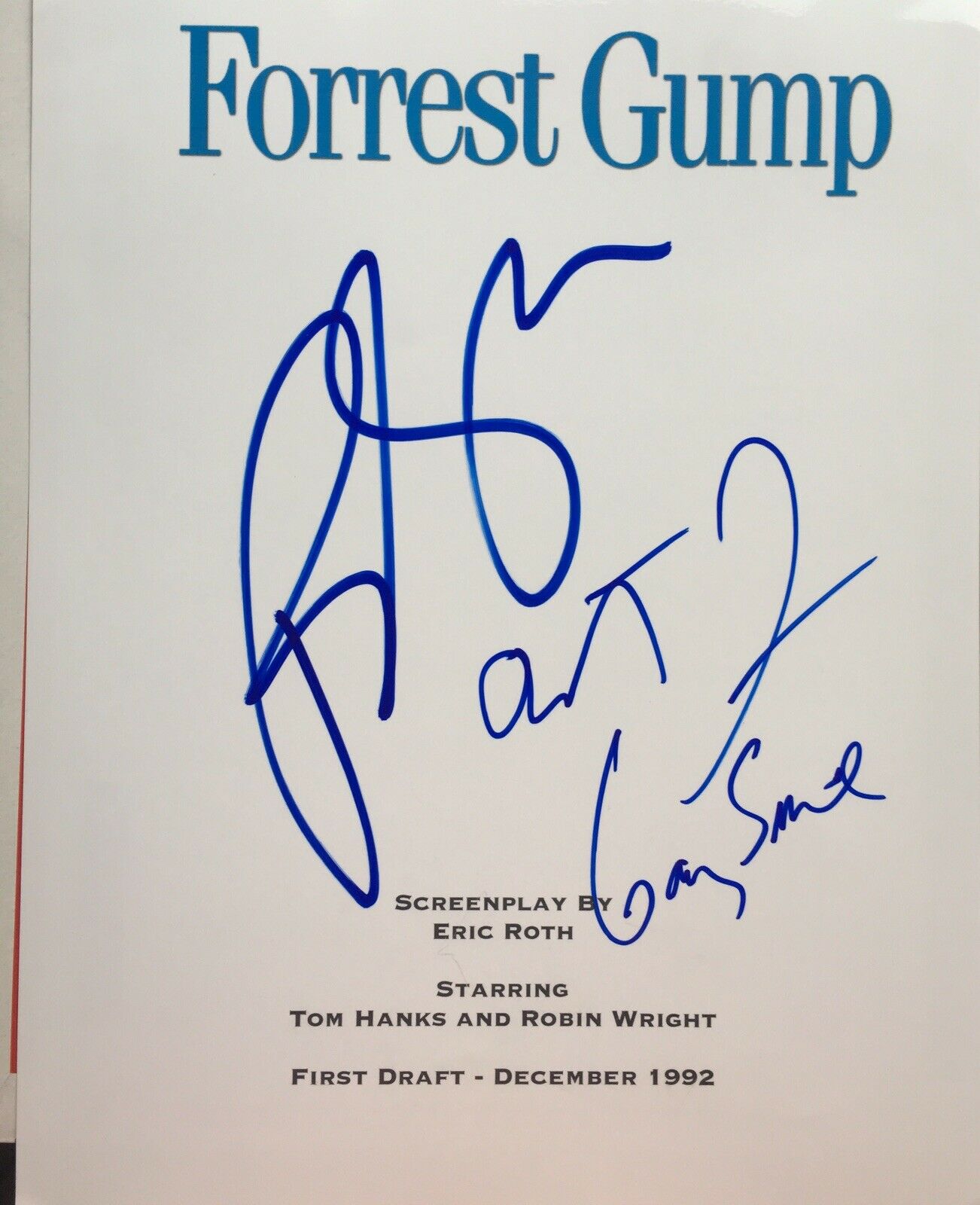 GARY SINISE ZEMECKIS & ROBIN WRIGHT SIGNED AUTOGRAPH "FORREST GUMP ...
