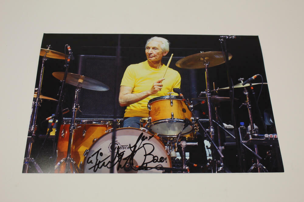 CHARLIE WATTS SIGNED AUTOGRAPH 8X10 PHOTO - ROLLING STONES DRUMMER ...