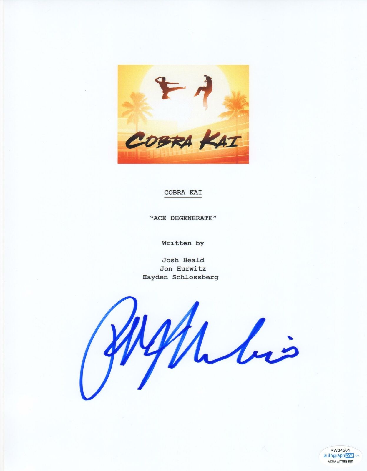 Ralph Macchio Autograph Signed Cobra Kai Karate Kid Script ACOA Witness ...