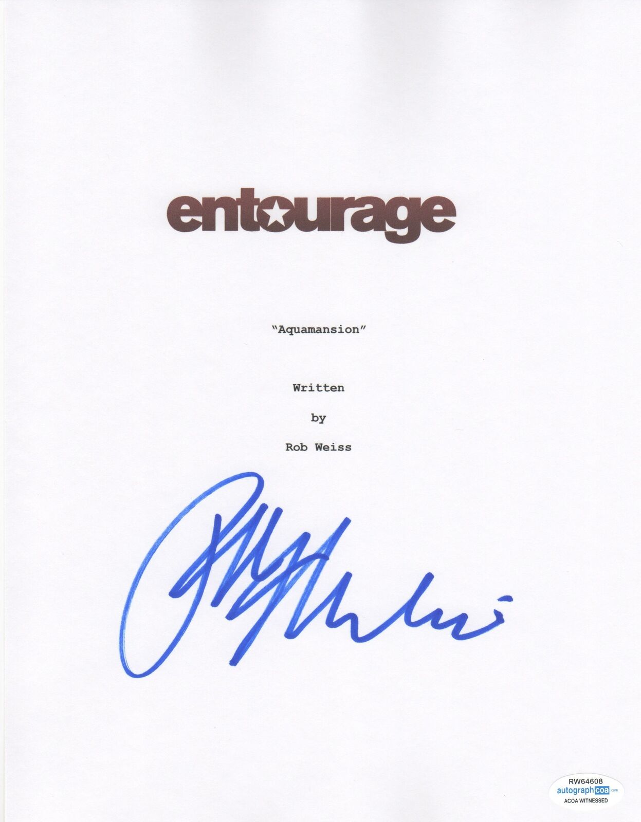 Ralph Macchio Autograph Signed Entourage Script ACOA Witness ITP ...