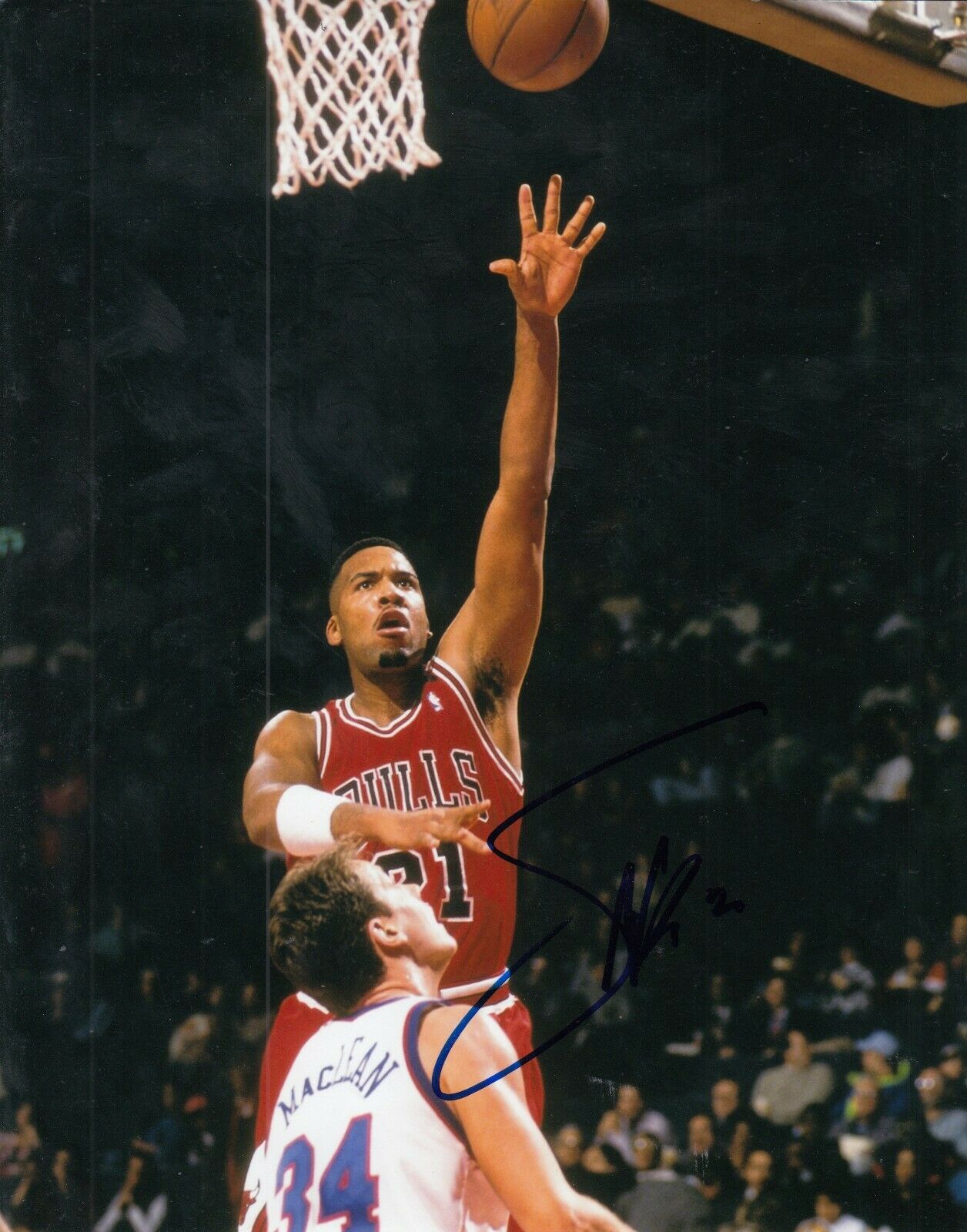 STACEY KING signed (CHICAGO BULLS) BASKETBALL *LAST DANCE* 8X10 photo W ...