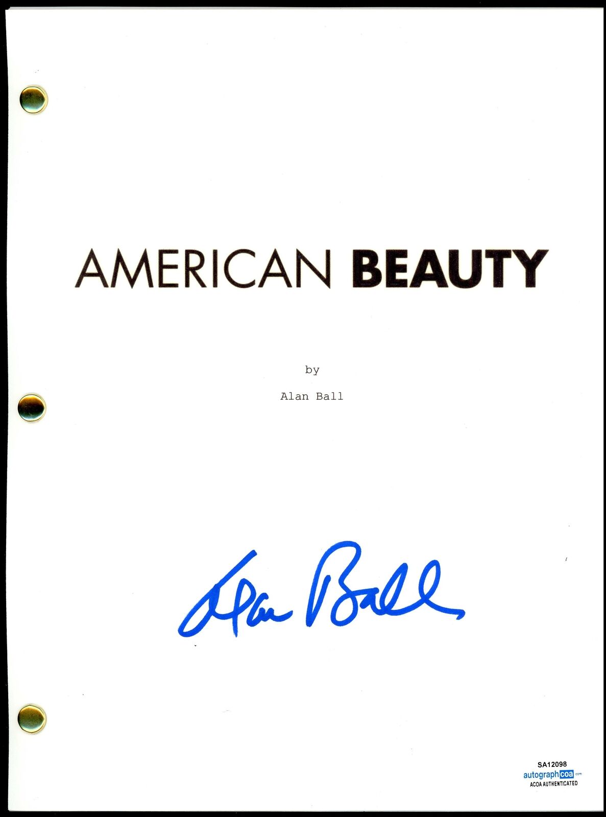 Alan Ball "American Beauty" AUTOGRAPH Signed Complete Script Screenplay ...