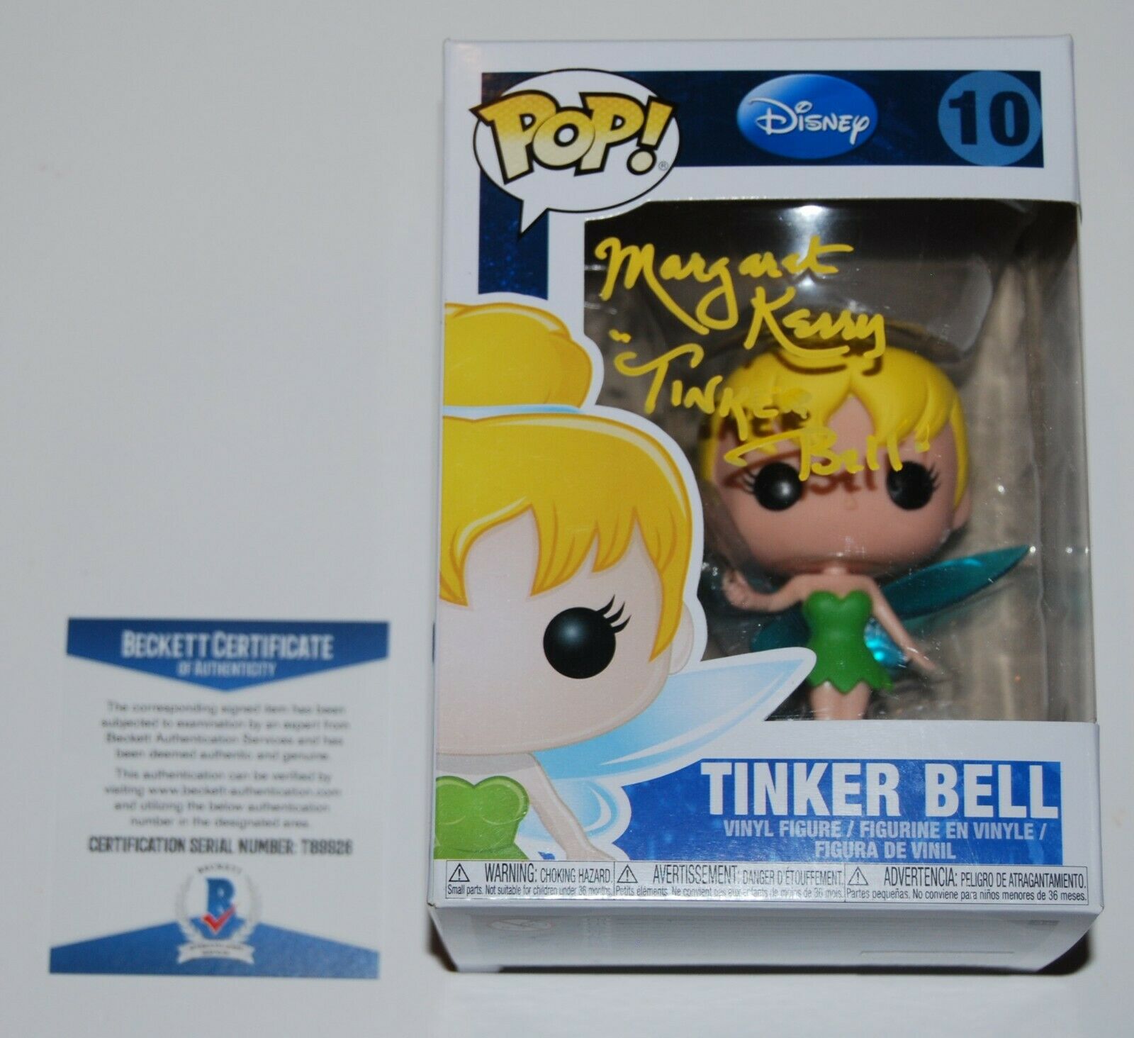 MARGARET KERRY signed (DISNEY) TINKER BELL FUNKO POP #10 BECKETT BAS ...