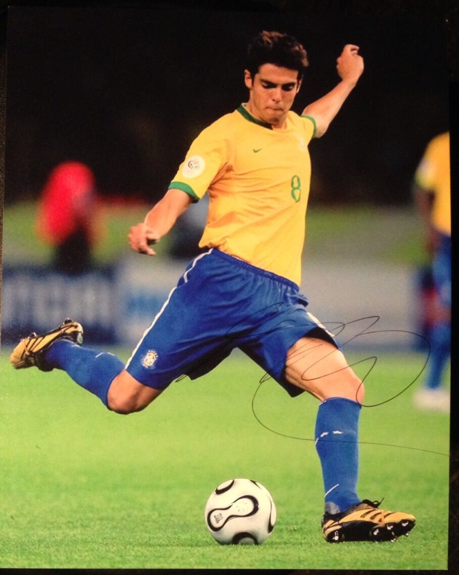 KAKA SIGNED AUTOGRAPH BRAZIL SOCCER LEGEND FULL ACTION POSE 8x10 PHOTO ...