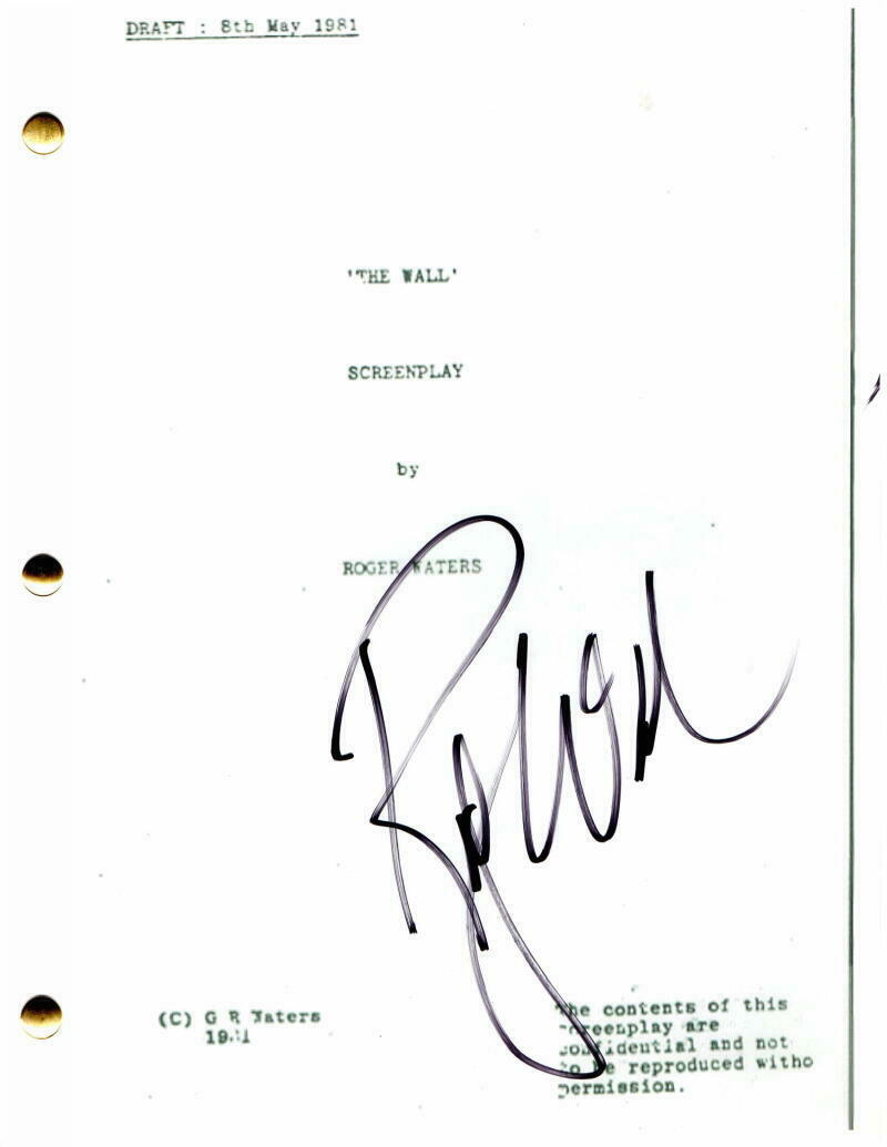 ROGER WATERS SIGNED AUTOGRAPH - THE WALL FULL SCREENPLAY SCRIPT- DAVID ...