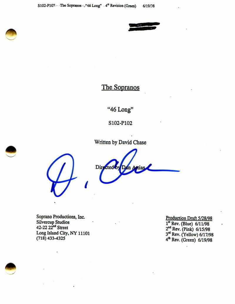 DAVID CHASE SIGNED AUTOGRAPH - THE SOPRANOS FULL EPISODE SCRIPT JAMES ...