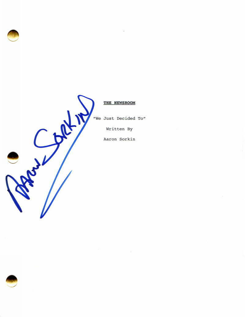 AARON SORKIN SIGNED AUTOGRAPH - THE NEWSROOM FULL PILOT SCRIPT - JEFF ...