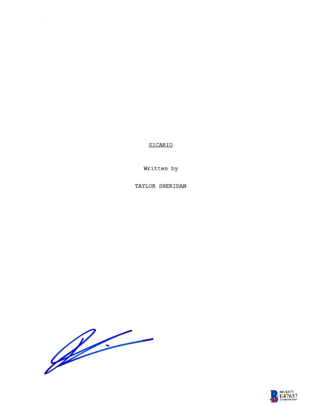 DENIS VILLENEUVE SIGNED SICARIO SCRIPT BECKETT BAS AUTOGRAPH AUTO ...