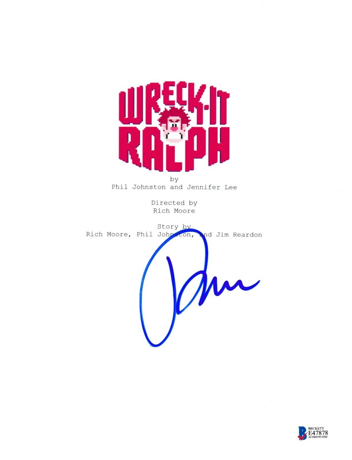 RICH MOORE SIGNED WRECK IT RALPH SCRIPT BECKETT BAS AUTOGRAPH AUTO COA ...