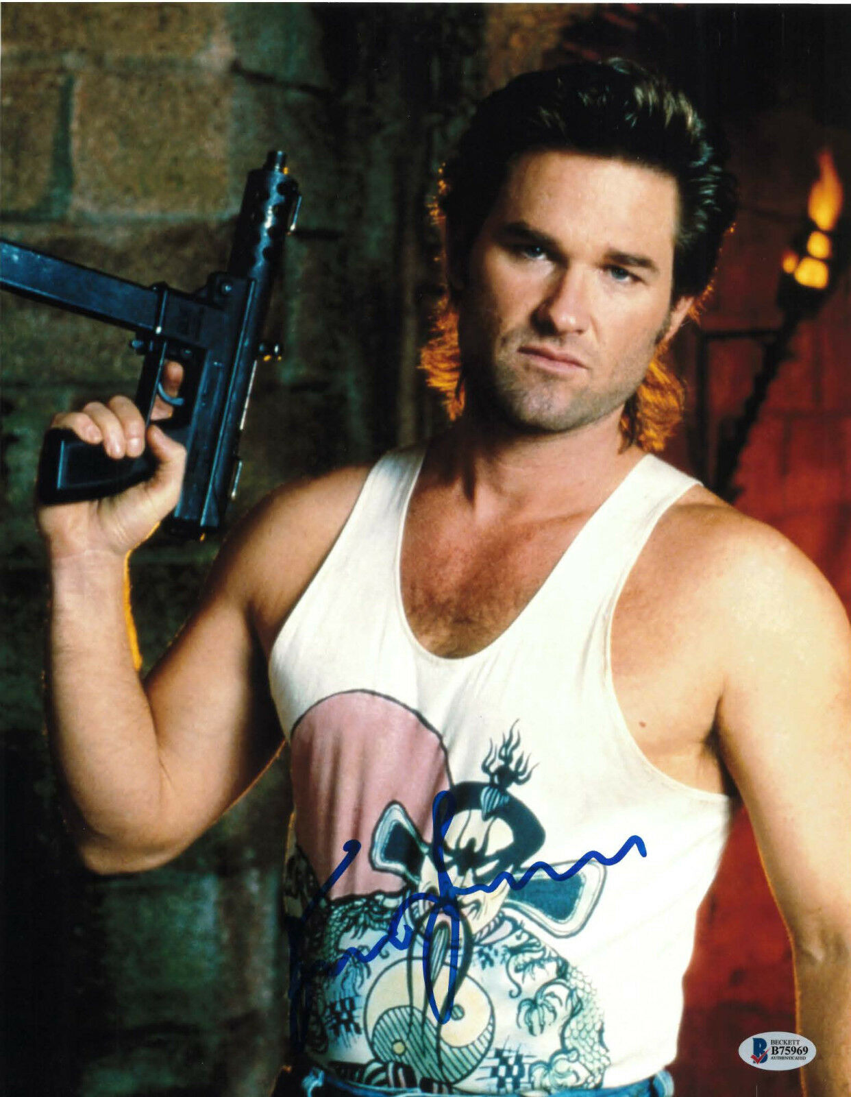 KURT RUSSELL SIGNED 11X14 PHOTO BIG TROUBLE LITTLE CHINA BECKETT BAS ...