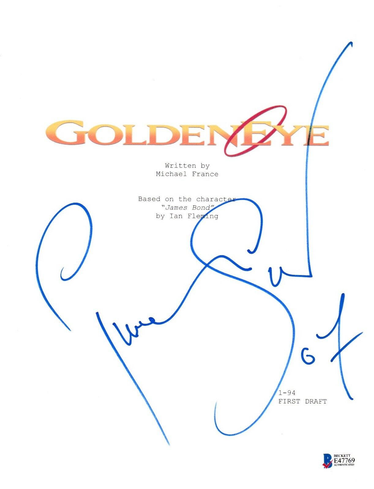 PIERCE BROSNAN SIGNED GOLDENEYE JAMES BOND 007 SCRIPT BECKETT BAS ...