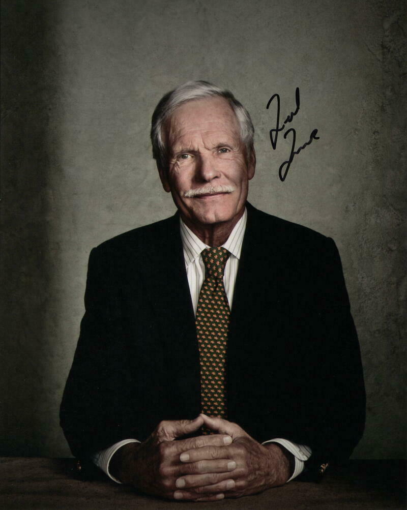 TED TURNER SIGNED AUTOGRAPH 8X10 PHOTO - CNN MEDIA MOGUL, AMERICA'S CUP ...