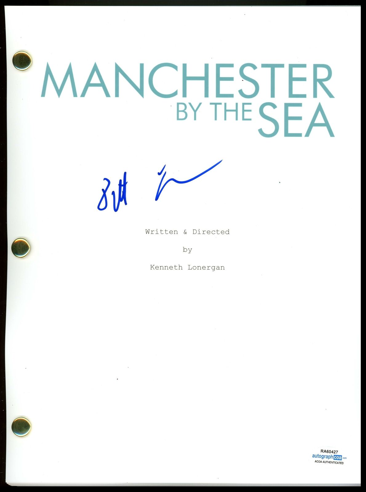 Kenneth Lonergan "Manchester by the Sea" AUTOGRAPH Signed Full Script ...