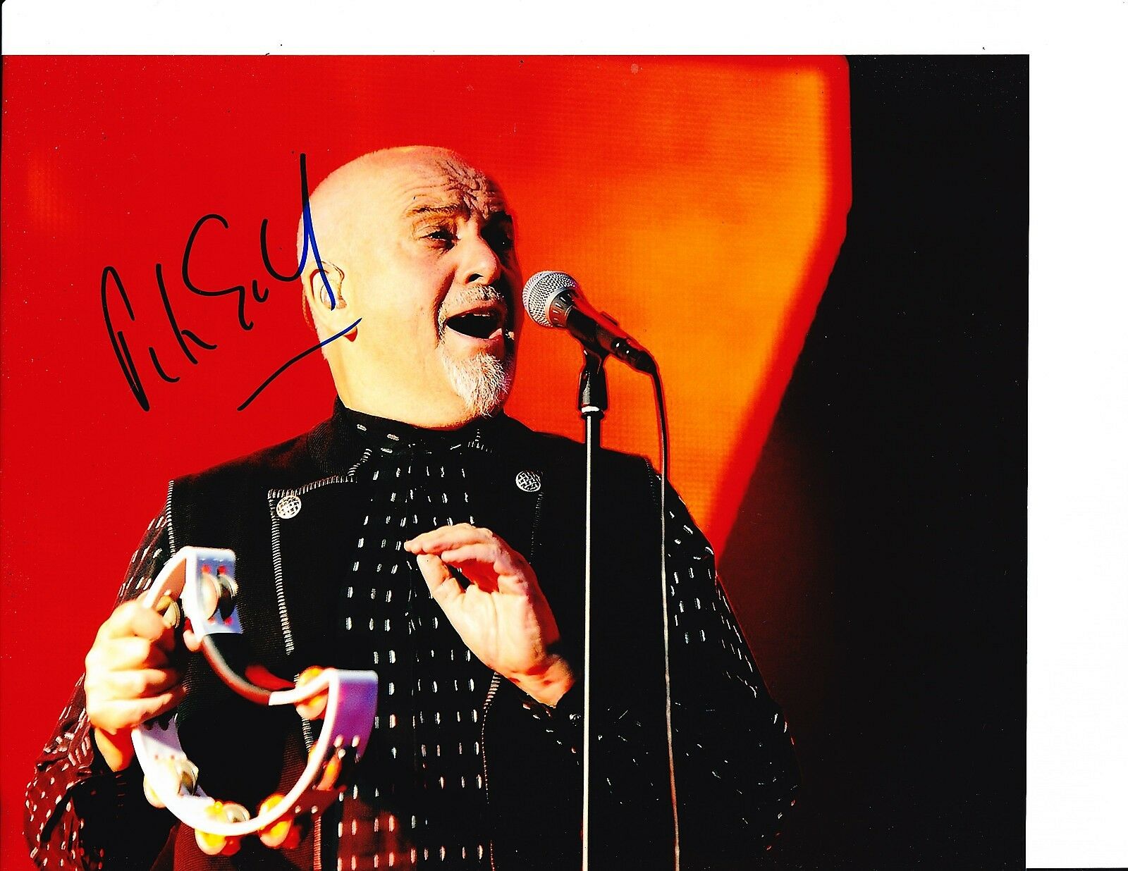 PETER GABRIEL SIGNED IN CONCERT RED BACKGROUND 8X10 RARE Collectible ...