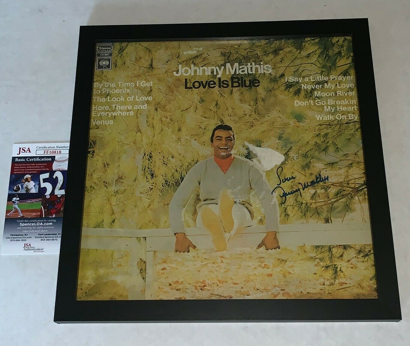 Johnny Mathis signed Love Is Blue Framed Album Vinyl autographed JSA ...