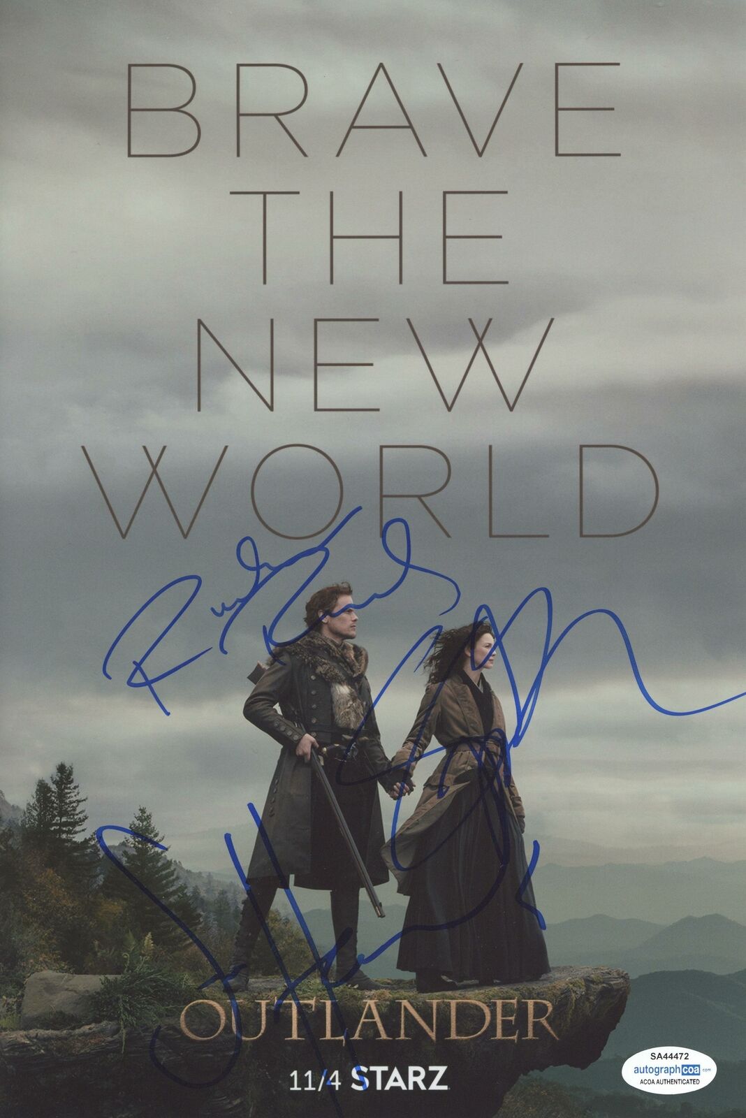 Sam Heughan, Richard Rankin & Sophie Skelton "Outlander" SIGNED 8x12 ...