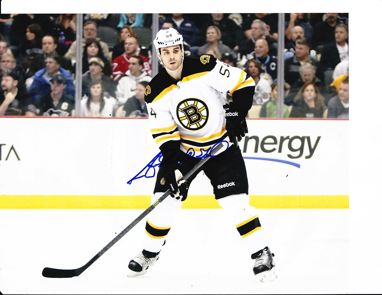 BOSTON BRUINS ADAM MCQUAID SIGNED RECEIVING PASS 8X10 Collectible ...