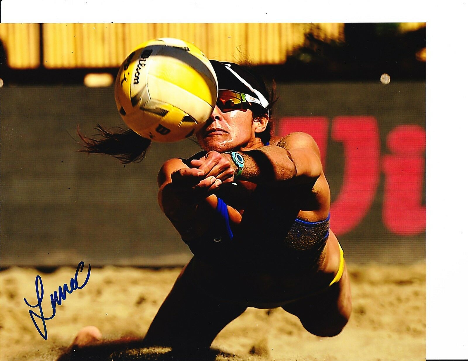 LANE CARICO SIGNED DIVING SAVE BEACH VOLLEYBALL 8X10 AVP Collectible ...
