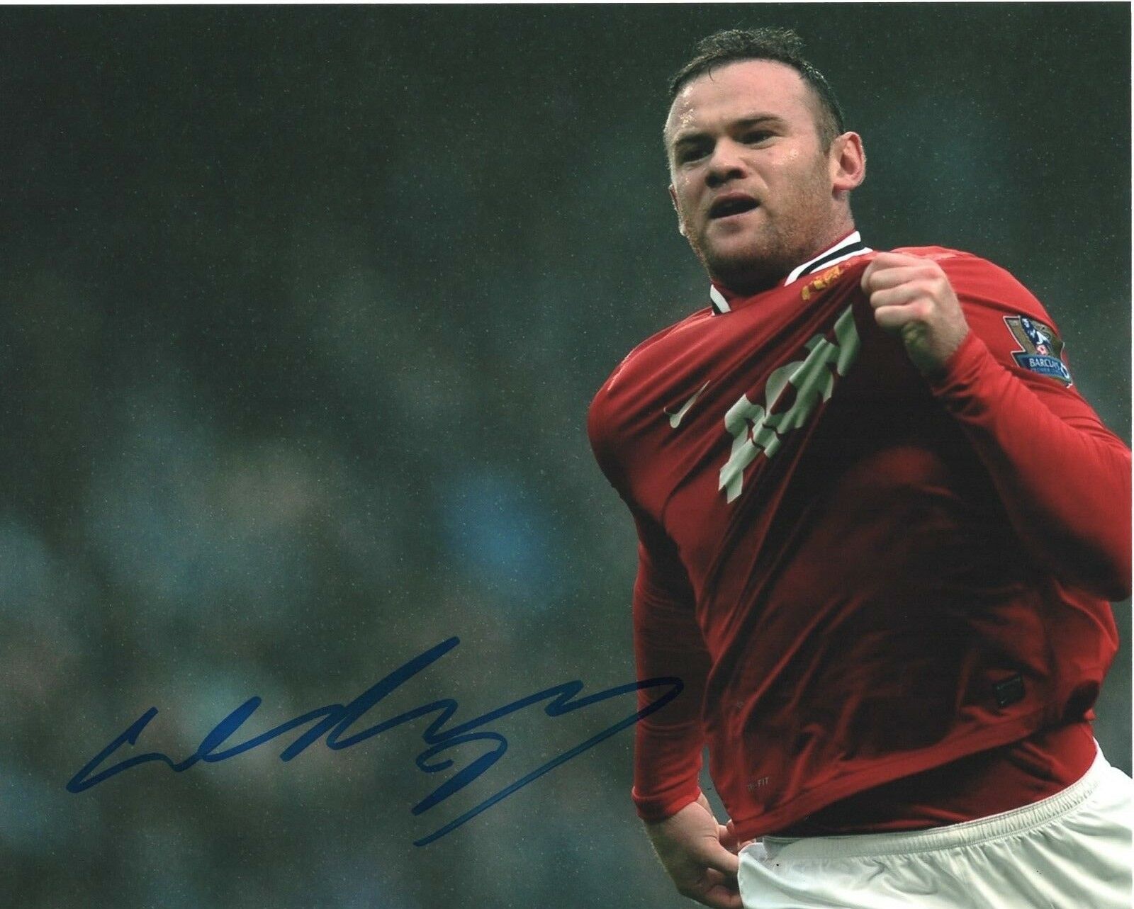 EVERTON WAYNE ROONEY SIGNED CELEBRATION IN RAIN 8X10 Collectible ...
