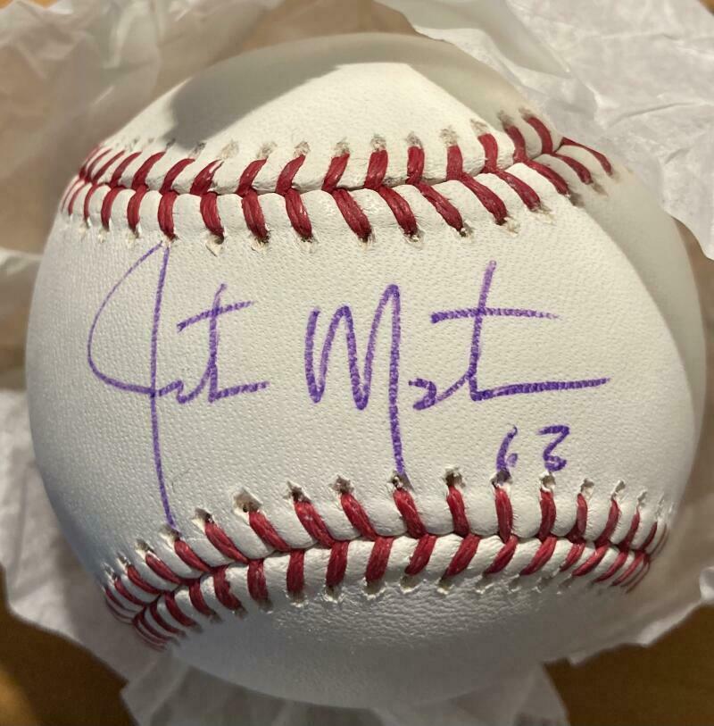 JUSTIN MASTERSON SIGNED AUTOGRAPH OFFICIAL OMLB BASEBALL VERY RARE RED ...