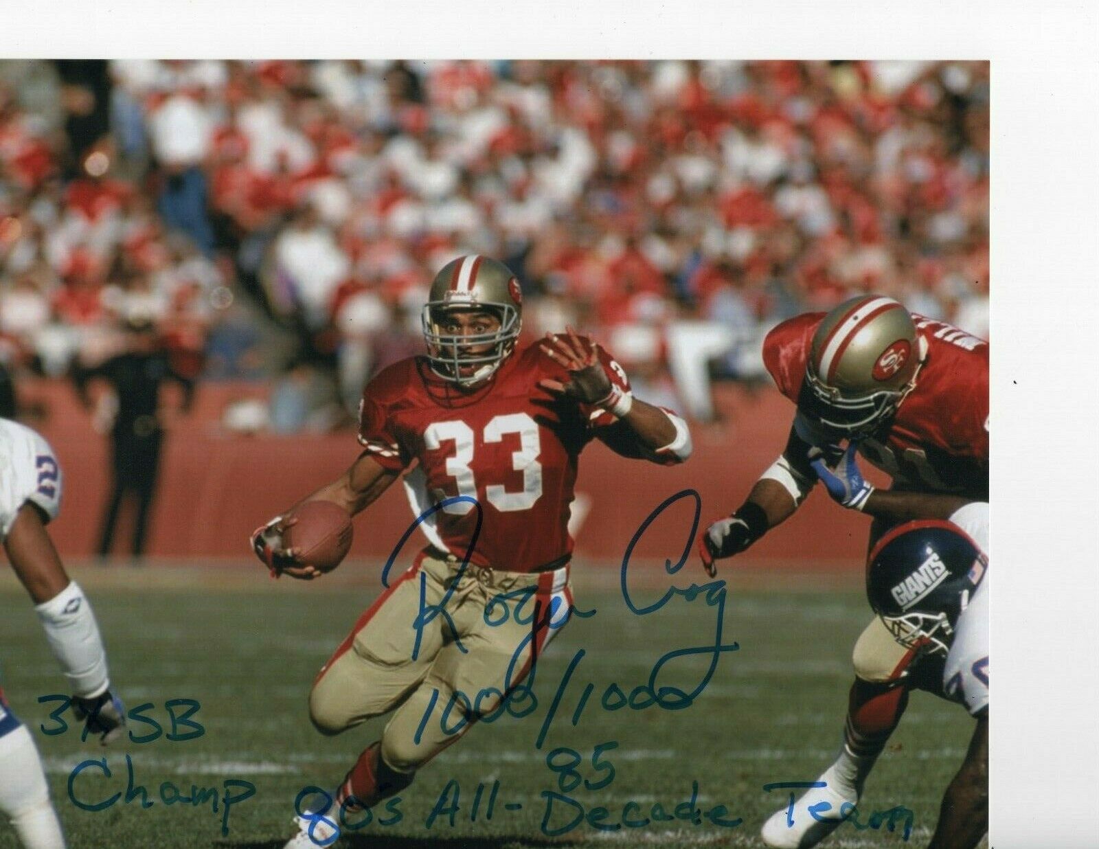 ROGER CRAIG SIGNED SAN FRANCISCO 49ERS 8X10 STAT INSCRIPTIONS ...