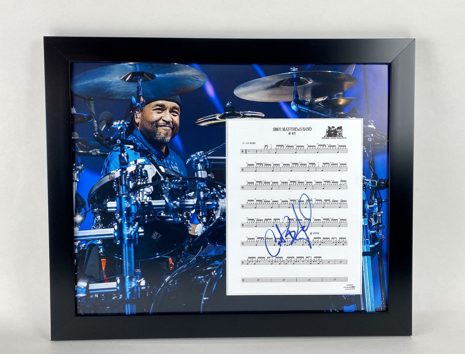 Dave Matthews Band Carter Beauford Autographed 16x20 Framed Display DMB ...