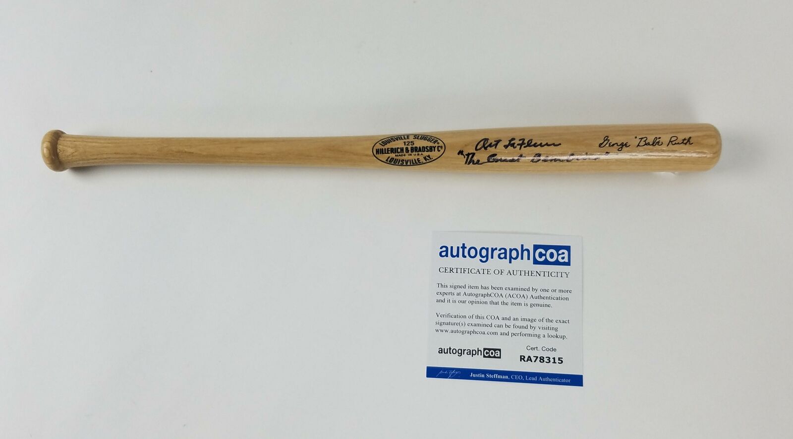 Sandlot Babe Ruth Art LaFleur Autographed Signed 18" Mini Baseball Bat ...