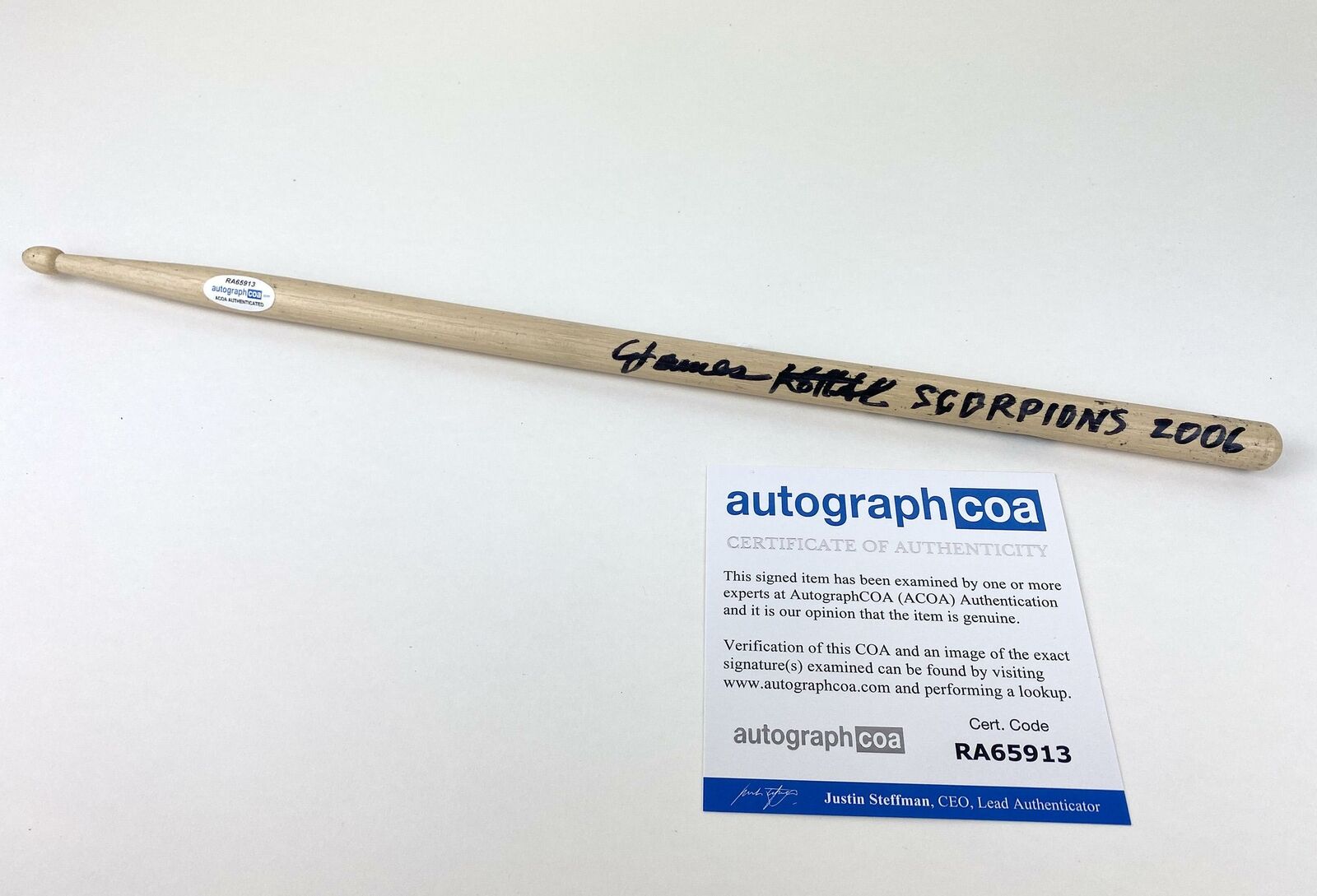 Scorpions James Kottak Autographed Signed Drummer Drumstick Musician ...