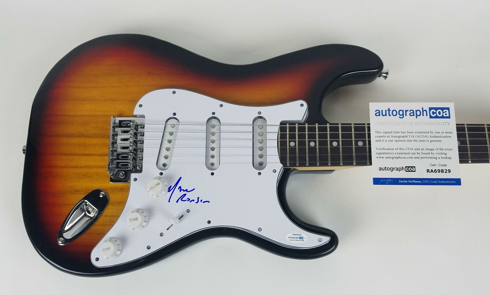 Mark Ronson Autographed Signed Guitar Producer Bruno Mars Lady Gaga ...