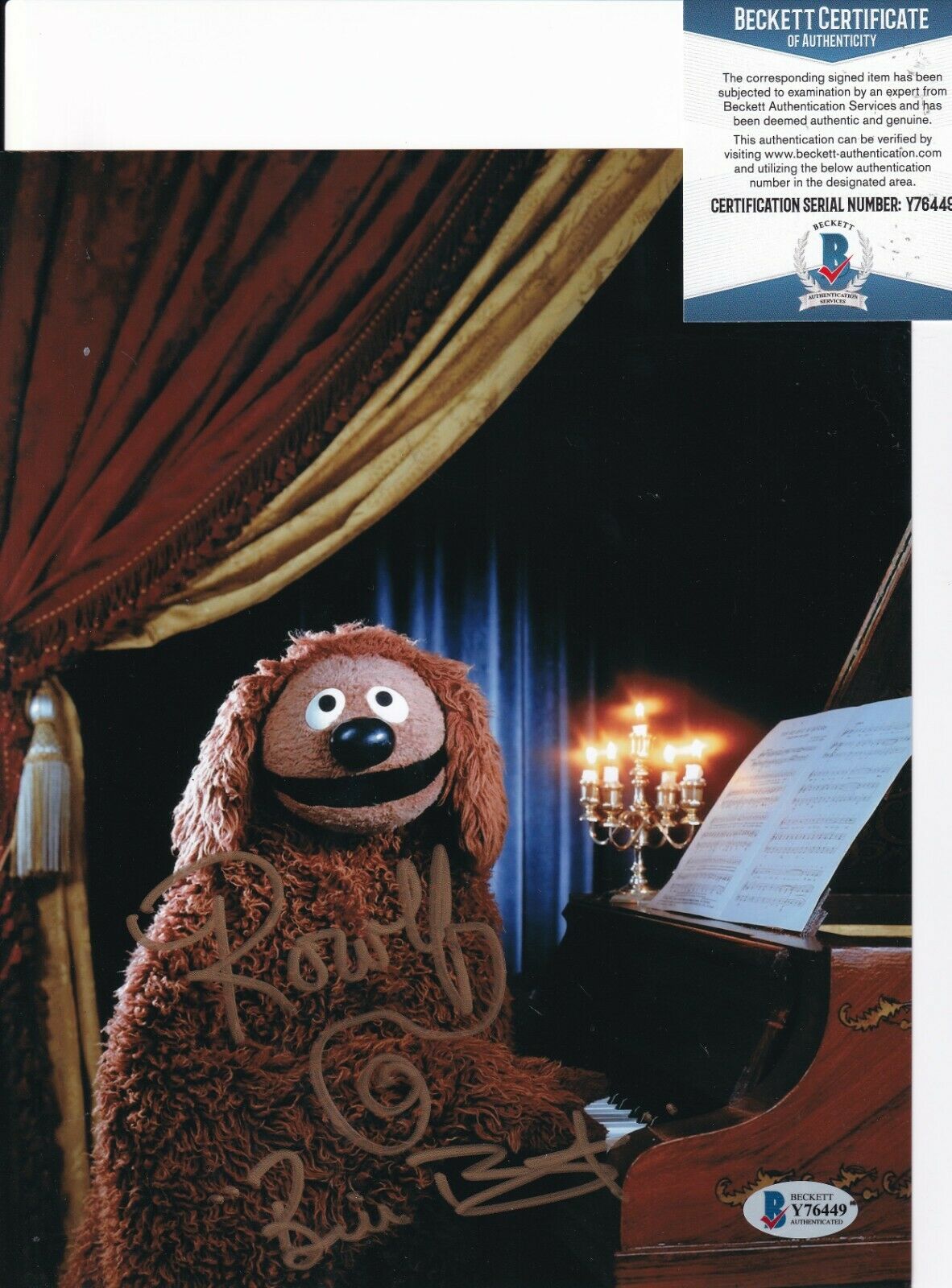 BILL BARRETTA signed (THE MUPPETS) *Rowlf* 8X10 photo BECKETT BAS ...