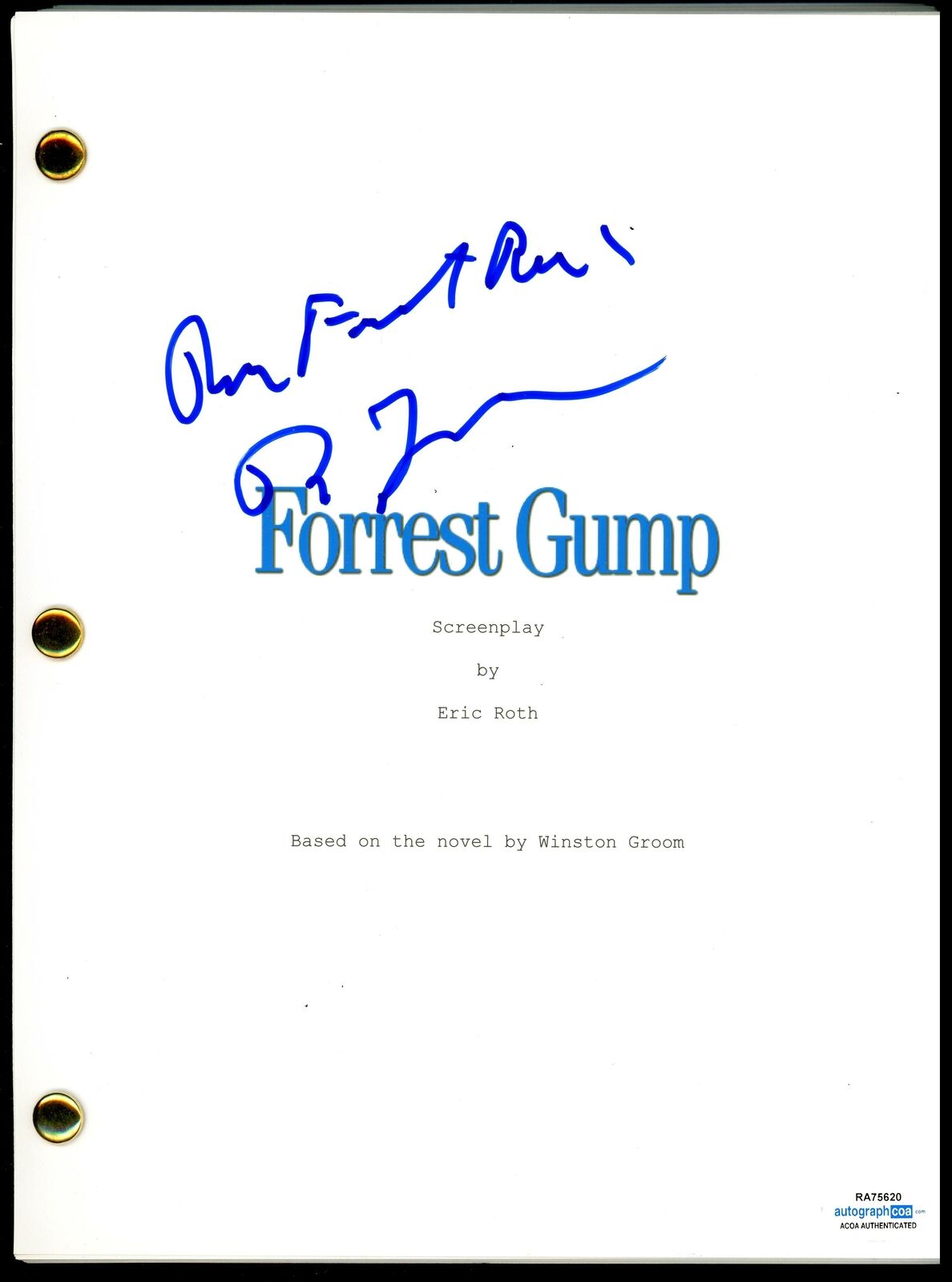 Robert Zemeckis "Forrest Gump" AUTOGRAPH Signed Full Script Screenplay ...