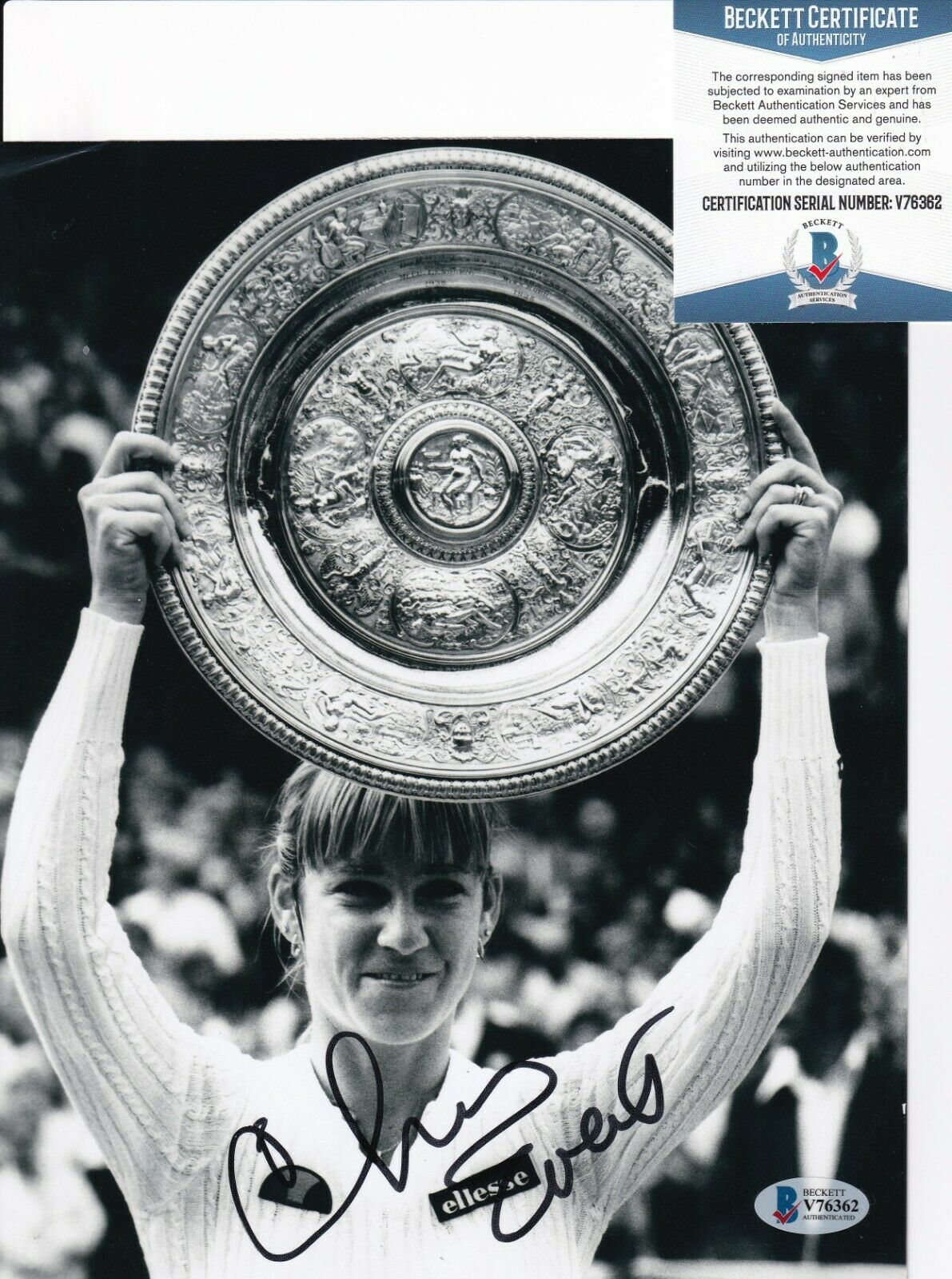 CHRIS EVERT signed (TENNIS GRANDSLAM CHAMPION) 8X10 photo BECKETT BAS ...