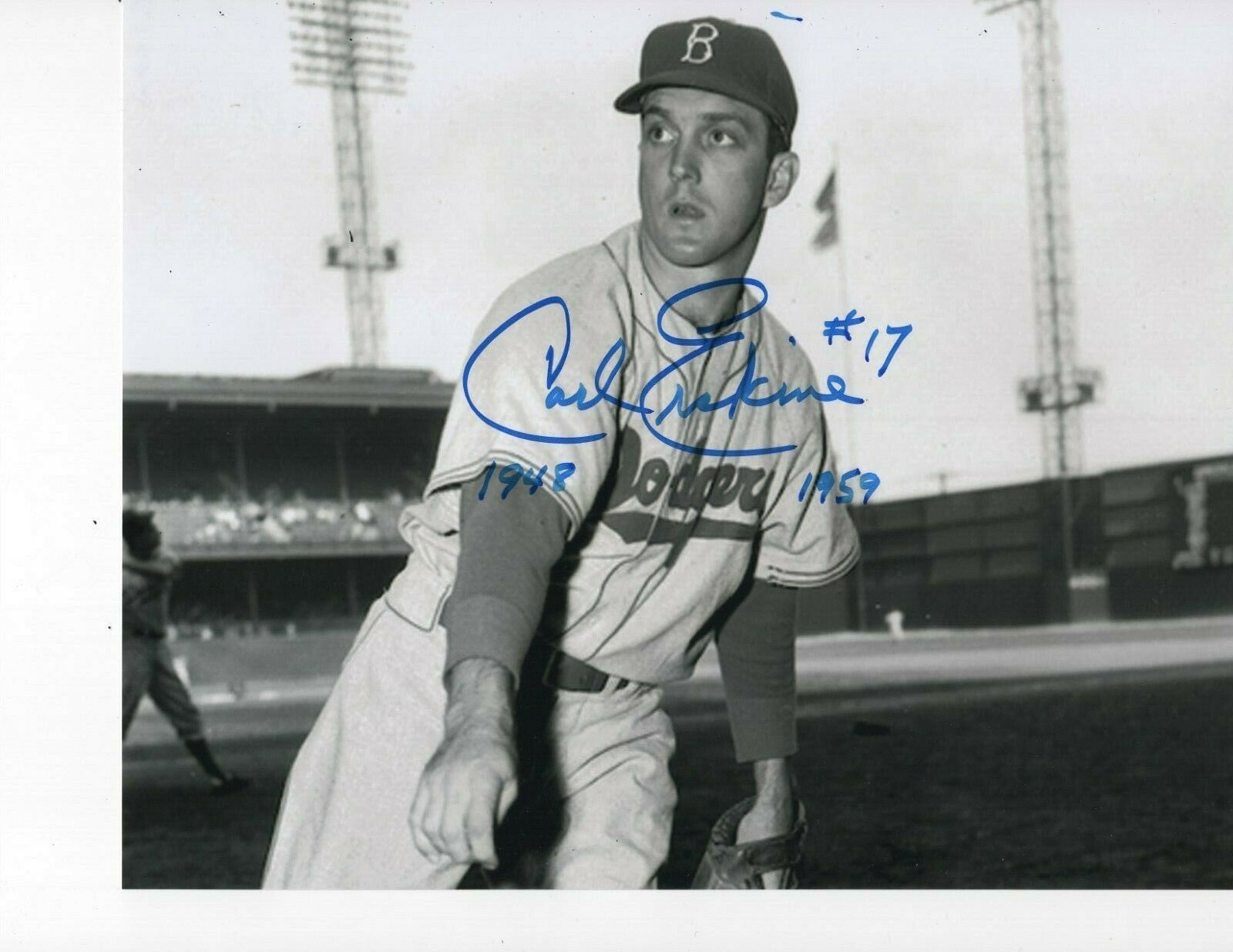 CARL ERSKINE SIGNED 8X10 BROOKLYN DODGERS 48-59 Collectible Memorabilia ...