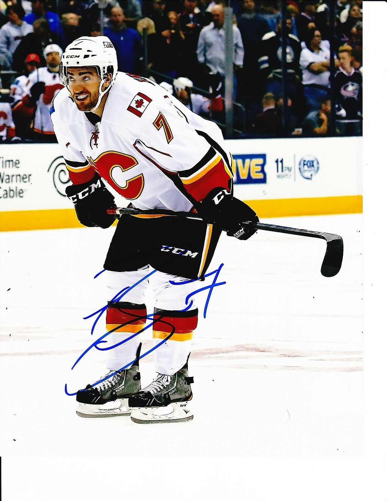 CALGARY FLAMES TJ BRODIE SIGNED FACE OFF 8X10 Collectible Memorabilia ...