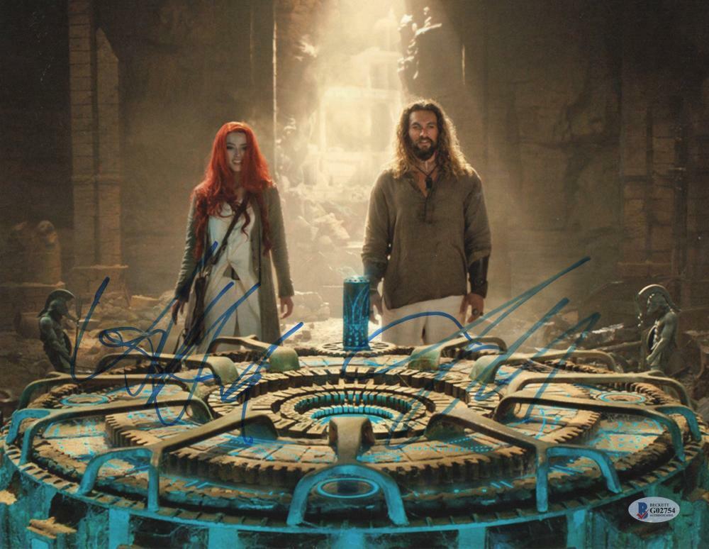 JASON MOMOA AMBER HEARD AQUAMAN SIGNED 11X14 PHOTO AUTOGRAPH BECKETT ...