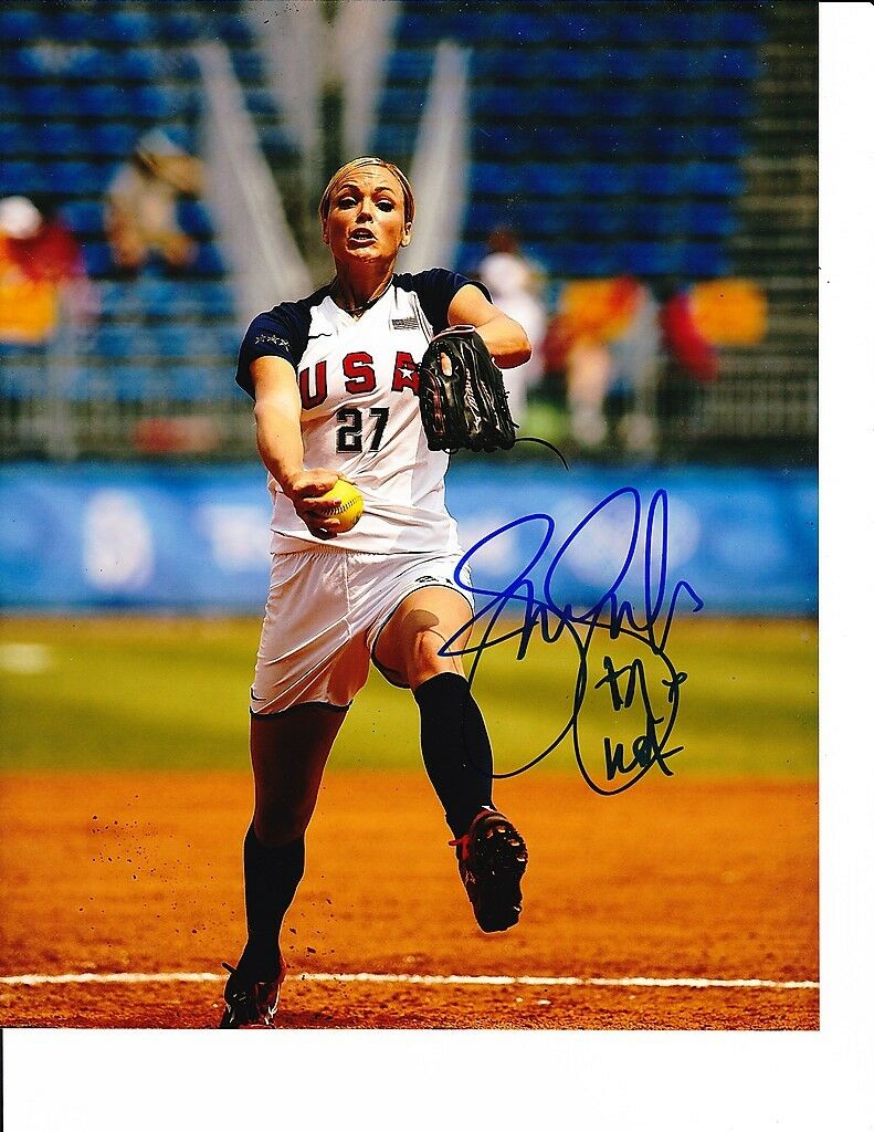 TEAM USA JENNIE FINCH SIGNED PITCHING RELEASE 8X10 Collectible ...