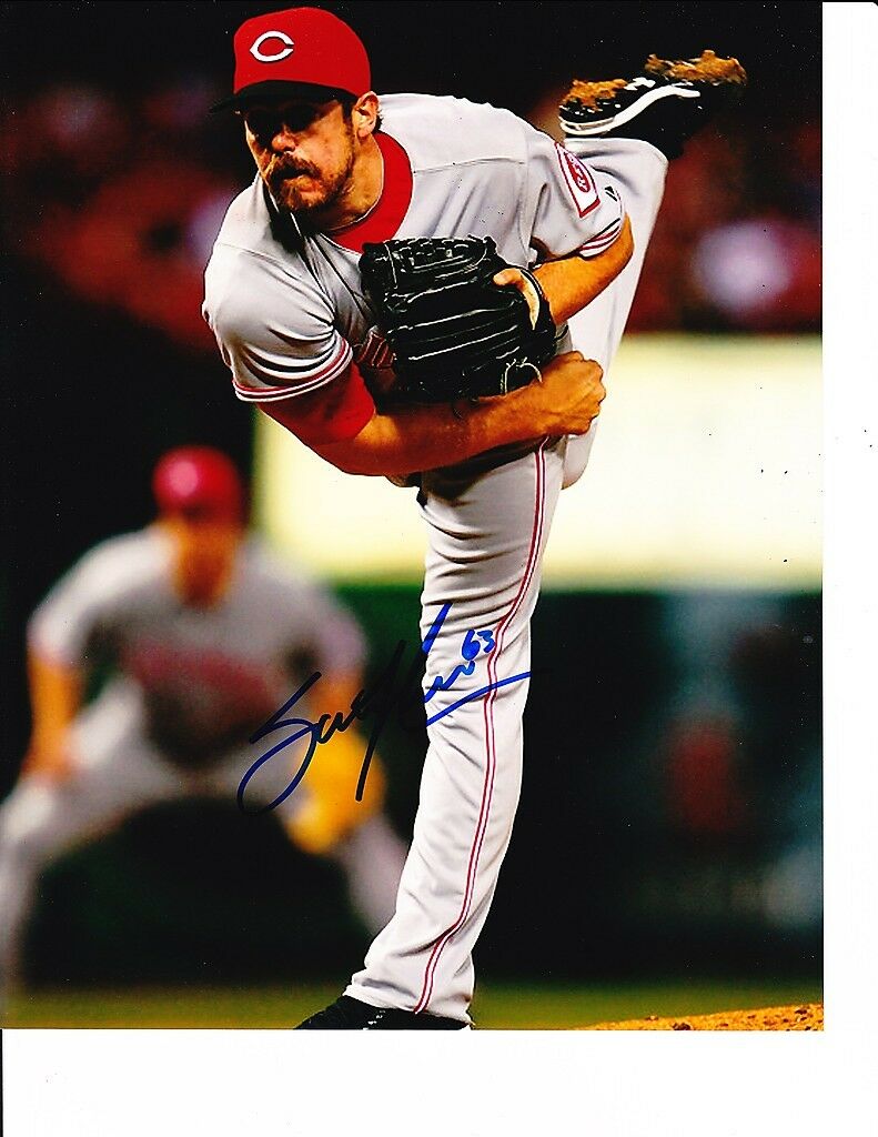 CINCINNATI REDS SAM LECURE SIGNED PITCHING 8X10 Collectible Memorabilia ...