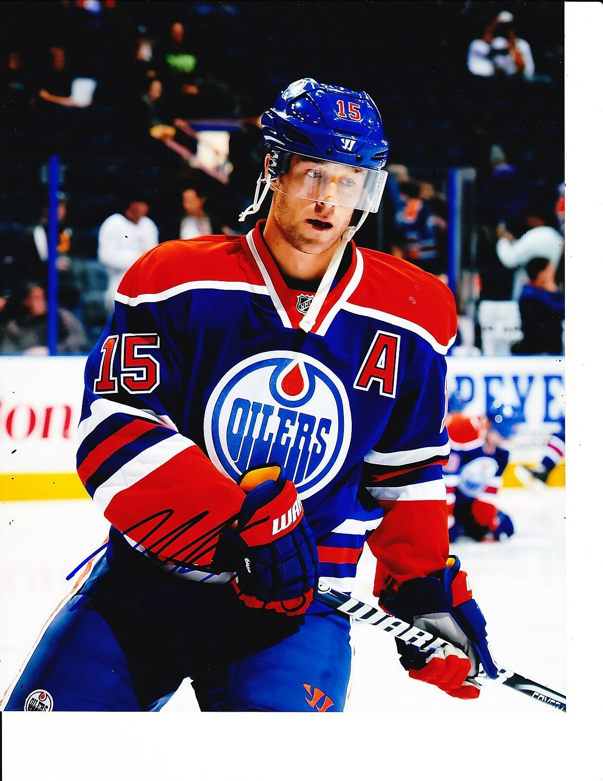 EDMONTON OILERS NICK SCHULTZ SIGNED BLUE JERSEY 8X10 Collectible ...