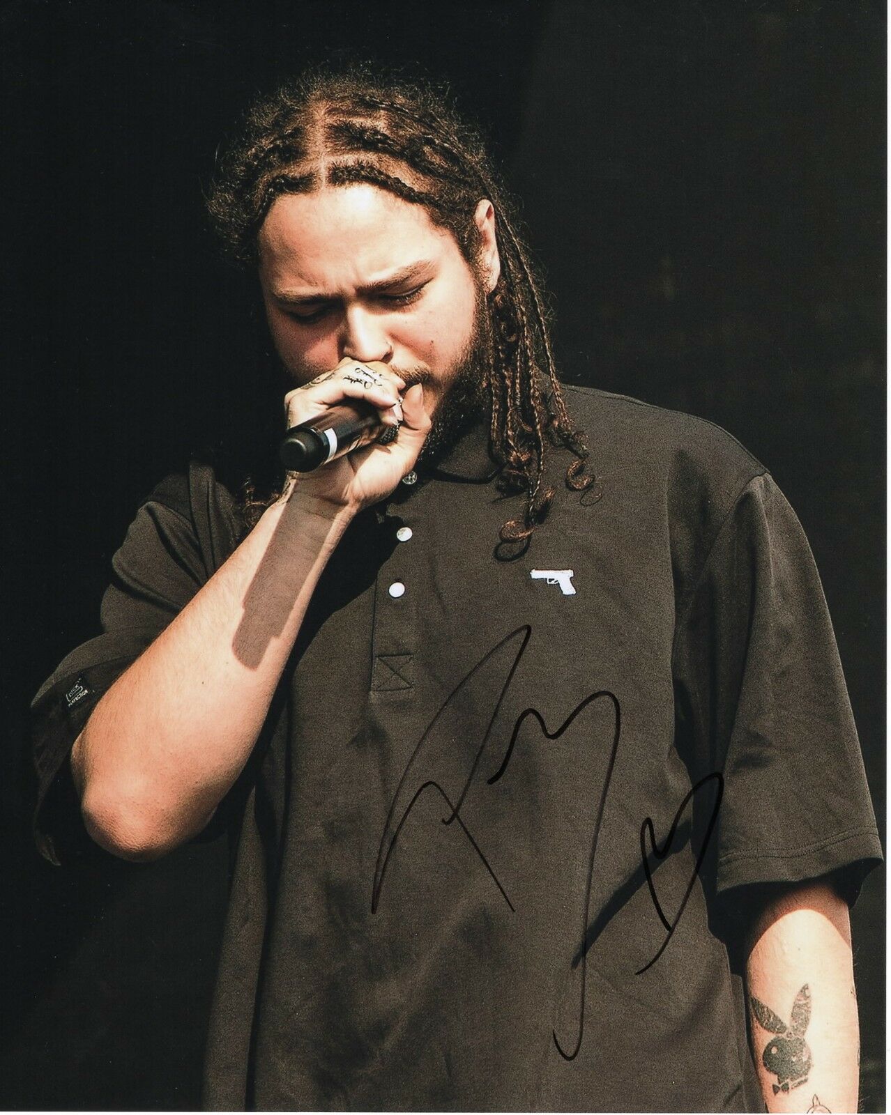 POST MALONE SIGNED BLACK SHIRT 8X10 Collectible Memorabilia | Autographia