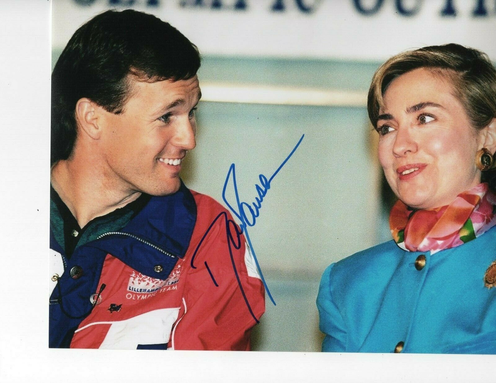 DAN JANSEN USA OLYMPIAN LEGEND SIGNED 8X10 HILLARY CLINTON Collectible ...