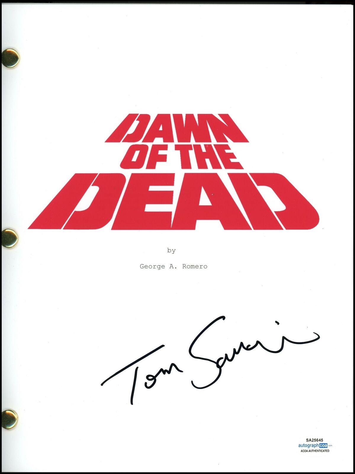 Tom Savini "Dawn of the Dead" AUTOGRAPH Signed Full Complete Script ...