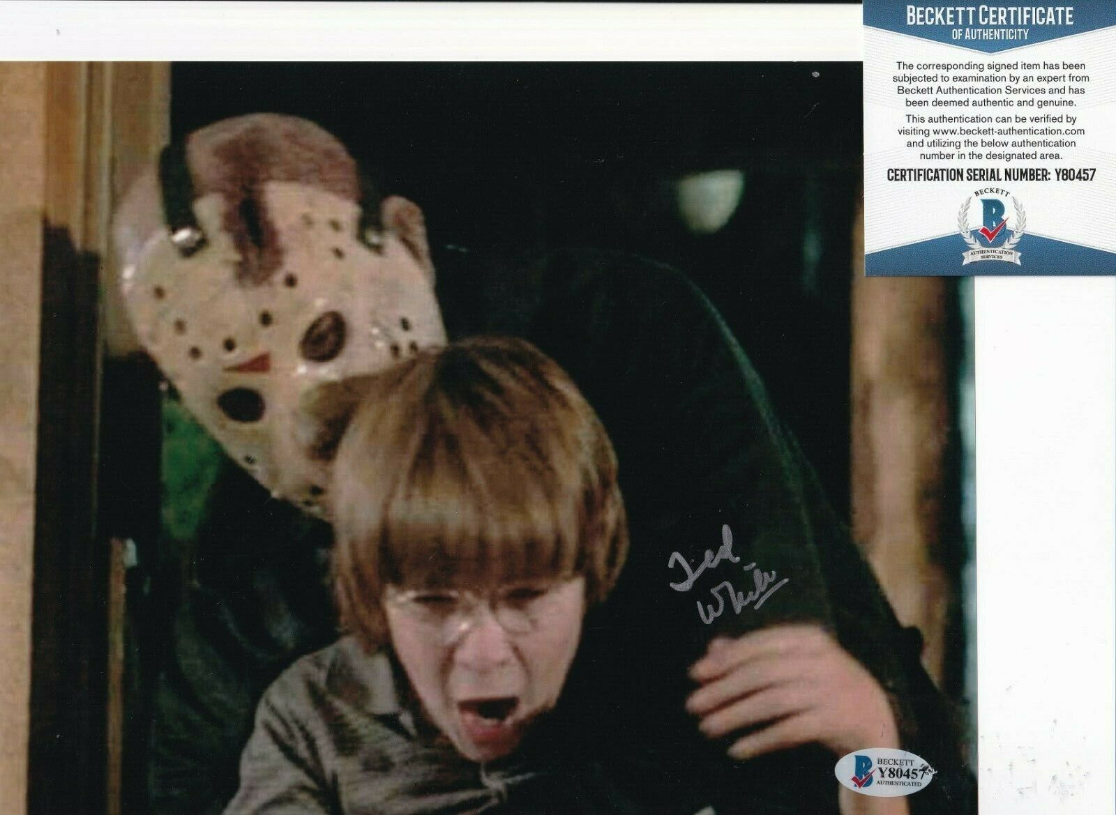 TED WHITE signed (FRIDAY THE 13TH) Movie Jason 8X10 photo BECKETT BAS ...