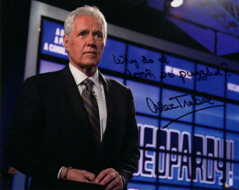 ALEX TREBEK SIGNED AUTOGRAPH 8X10 PHOTO - LEGENDARY JEOPARDY! HOST ...