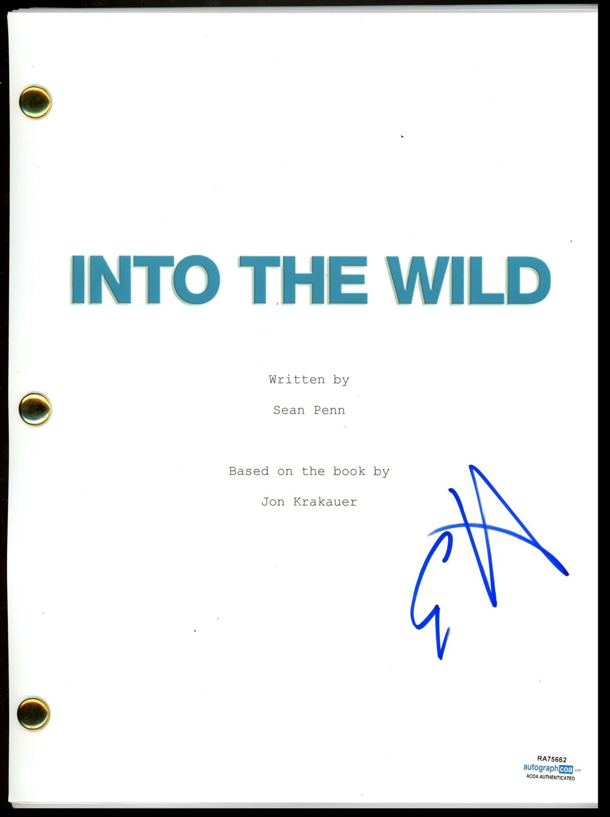 Emile Hirsch "Into the Wild" AUTOGRAPH Signed Full Complete Script ...